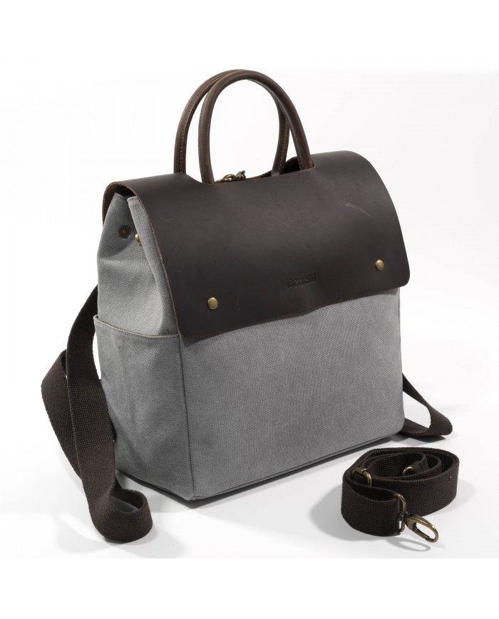 Shoulder bag, leather and canvas - Benelli Official Shop